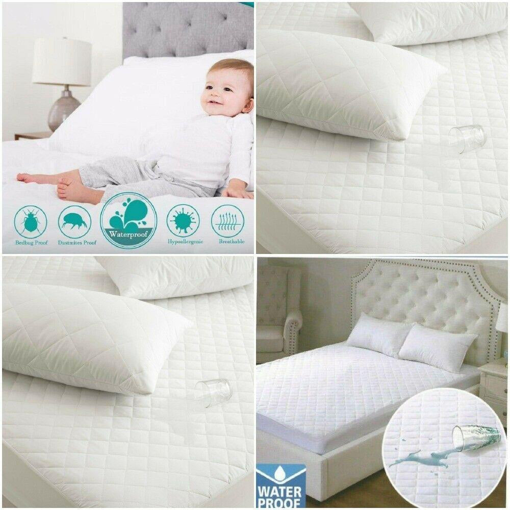 Extra Deep 100% Waterproof Quilted Mattress Protector Single Small Dou ...
